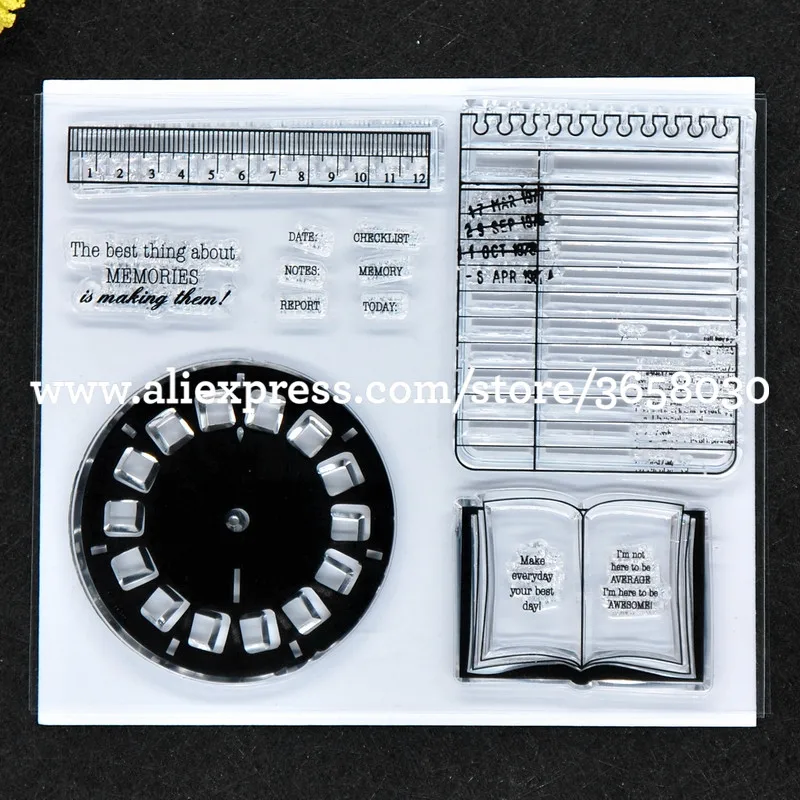 DATE NOTES REPORT CHECKLIST MEMORY Scrapbook DIY photo cards rubber ...