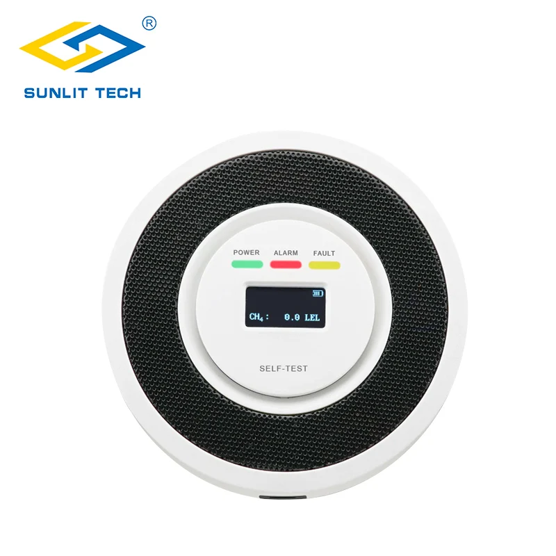 Fire Alarm Detector 85db Sensitive Lpg Natural Gas Leak Sensor Digital Display Battery Powered 