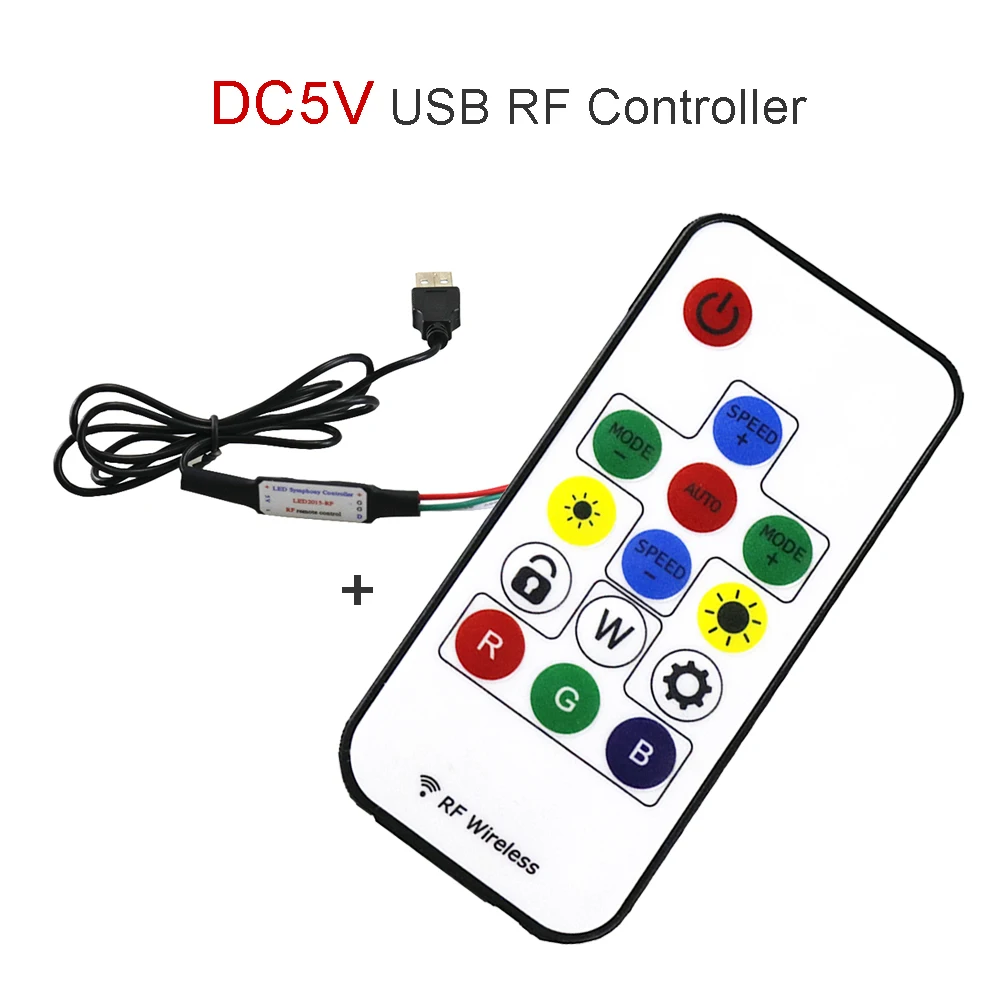 5V USB LED 2015RF Controller 14Keys Wireless Remote Control Dimmer ...
