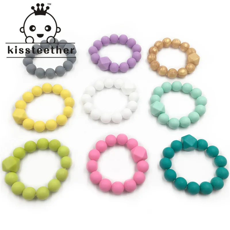 Baby Teether Gift Silicone Bracelet BPA Free Silicone Beads Teething ...