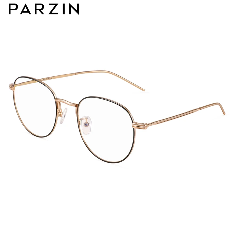 PARZIN marco redondo del Metal gafas hombres/mujeres Retro literario ...