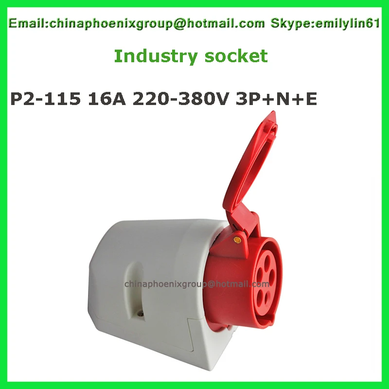 waterproof electrical sockets P2 115 16A 3P+N+E 220 380V wall mounted socket red color 2pcs high ...