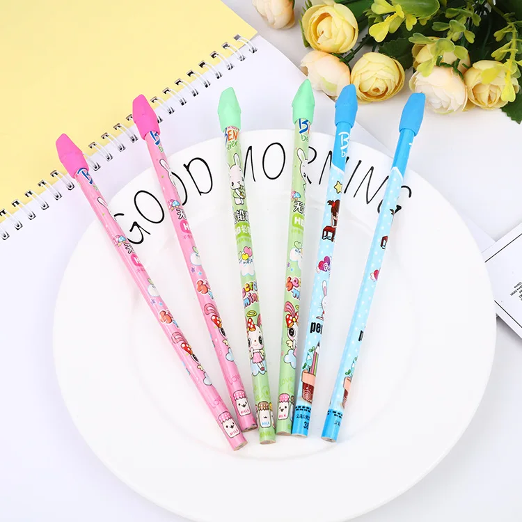 600pcs kawaii wood pencil cute cartoon pencil with eraser for school ...