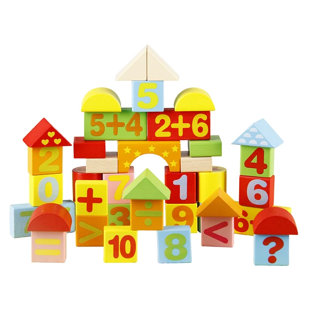 40 Pieces Kids Colorful Building Block Set Arithmetic Geometric Shape ...