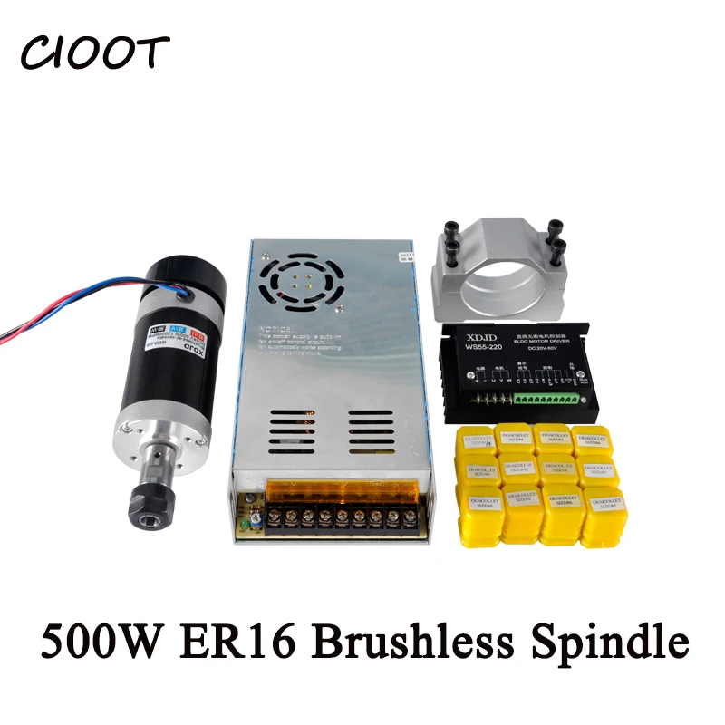 Brushless 500W CNC Router Spindle Motor Machine+55MM CNC spindle Clamp ...