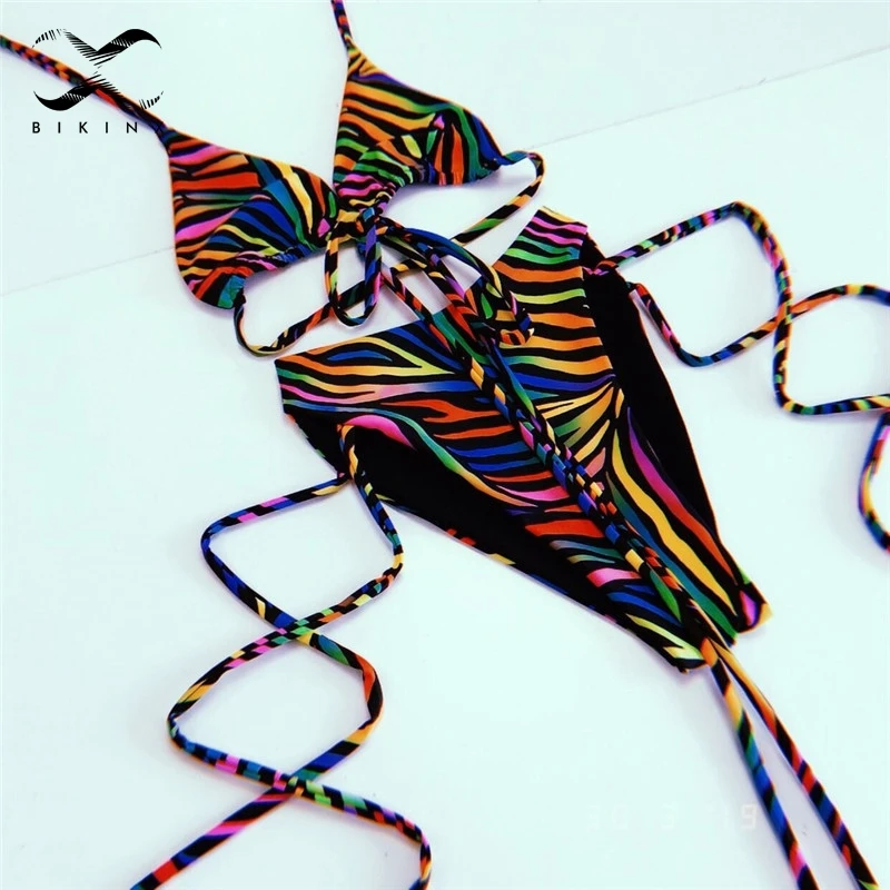 Bikinx Front Knot Bikini High Cut Triangle Swimsuit Female Sexy Push Up
