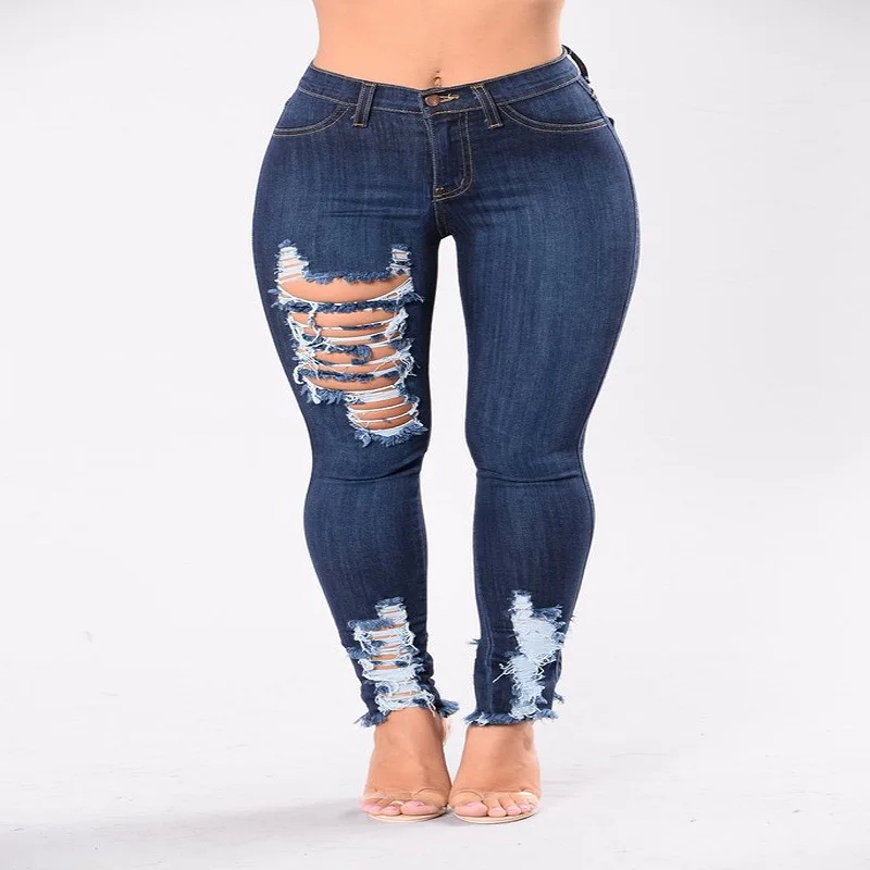Kobykoyi 2018 Summer Women Jeans Ripped Holes Fashion Skinny High Waist