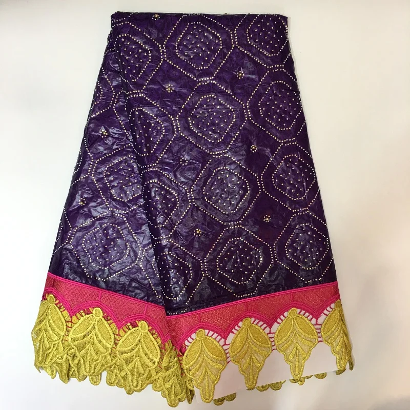 Deep blue african bazin riche getzner beaded fabric guinea brocade ...