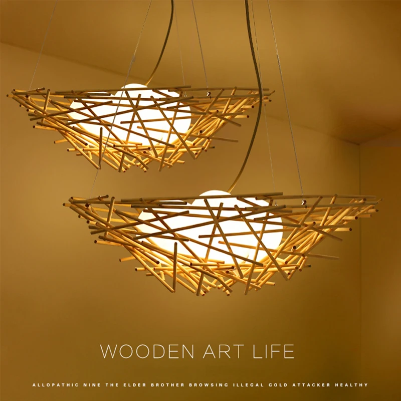 Creative Design Bird Nest Led Simple Decorative Pendant Lights Lamparas ...