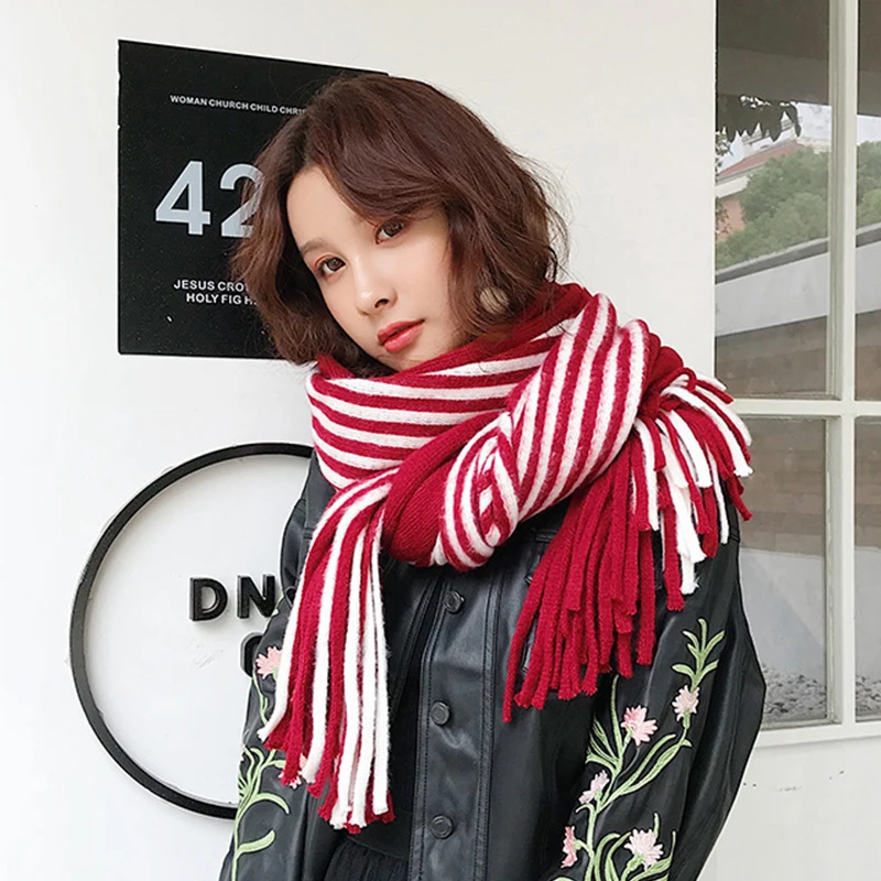 Mingjiebihuo New Fashion Korean Version Of The Fashion Striped Scarf ...