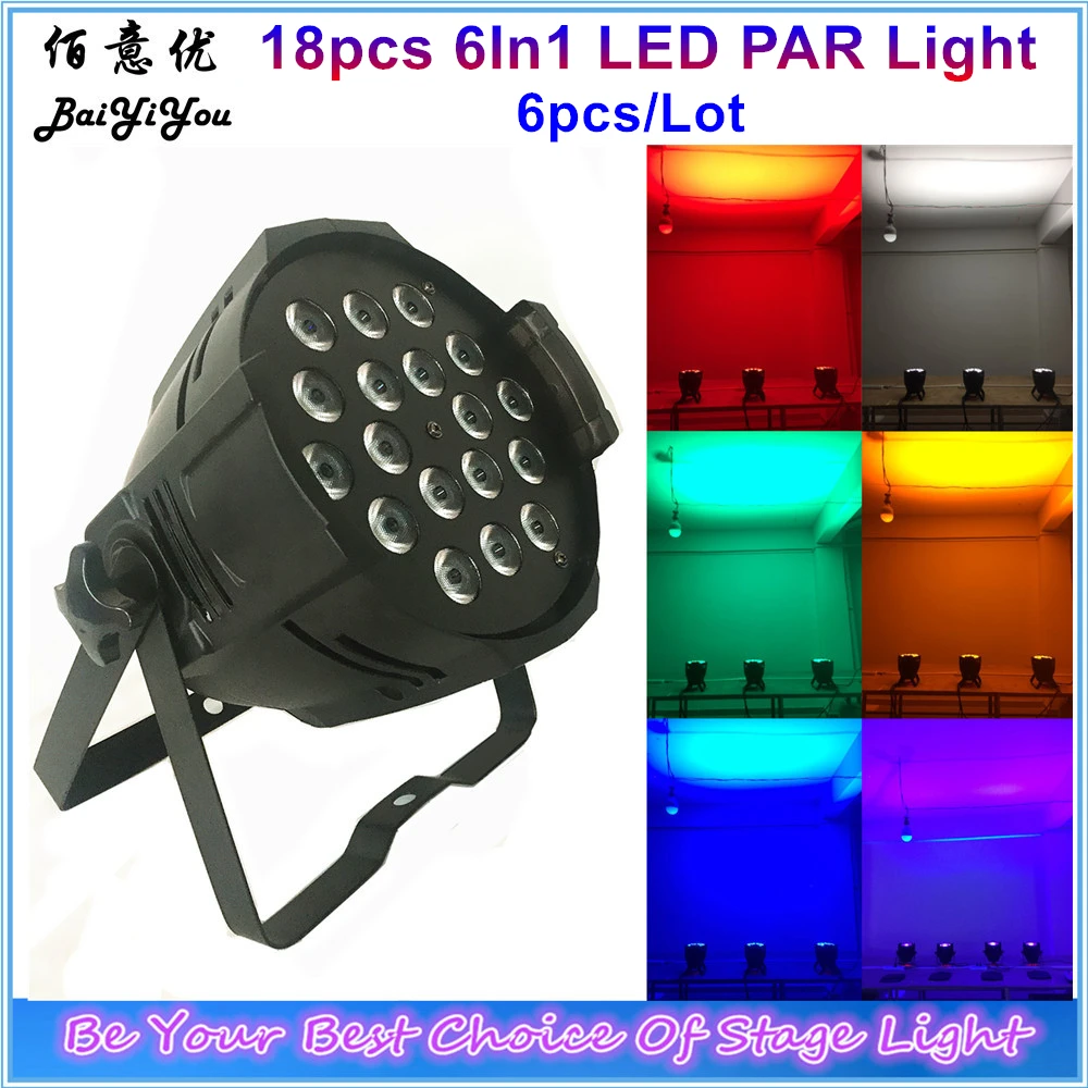 Luz Par LED 6 en 1 para interiores, 18 unidades x 18W, RGBWA + UV, DMX ...