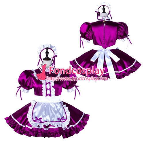 Sissy maid satin dress lockable Uniform cosplay costume Tailor made ...