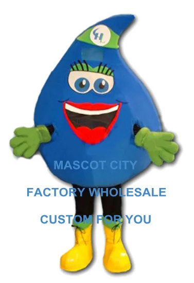 Beaty Blue Rain Drop Mascot Costume Adult Size Cartoon Character ...