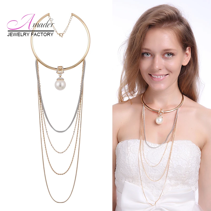 Amader 2016 Moda Larga de Múltiples Capas Collar y Colgantes Collar ...