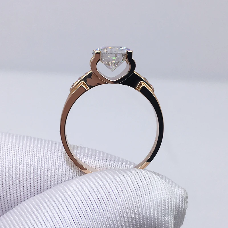 1 карат обручальное кольцо с муассанитом и бриллиантом Настоящее 18 к ...