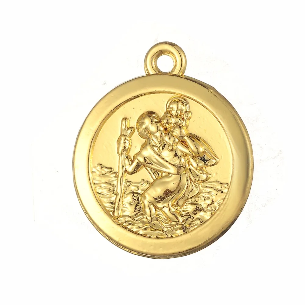 My Shape 10pcs St Saint Charms Gold Color Christopher Religious Saint ...