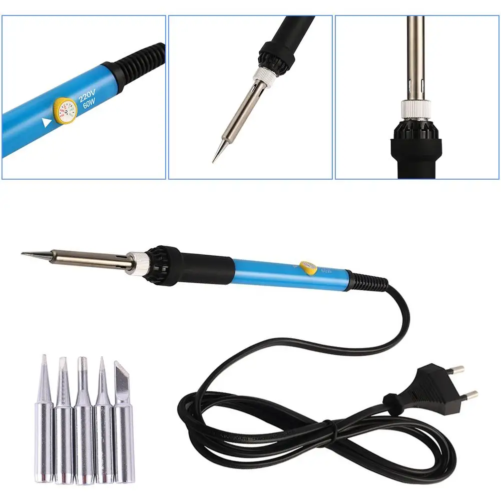 60W Electric Soldering Iron EU Plug Temperature Adjustable Electric ...