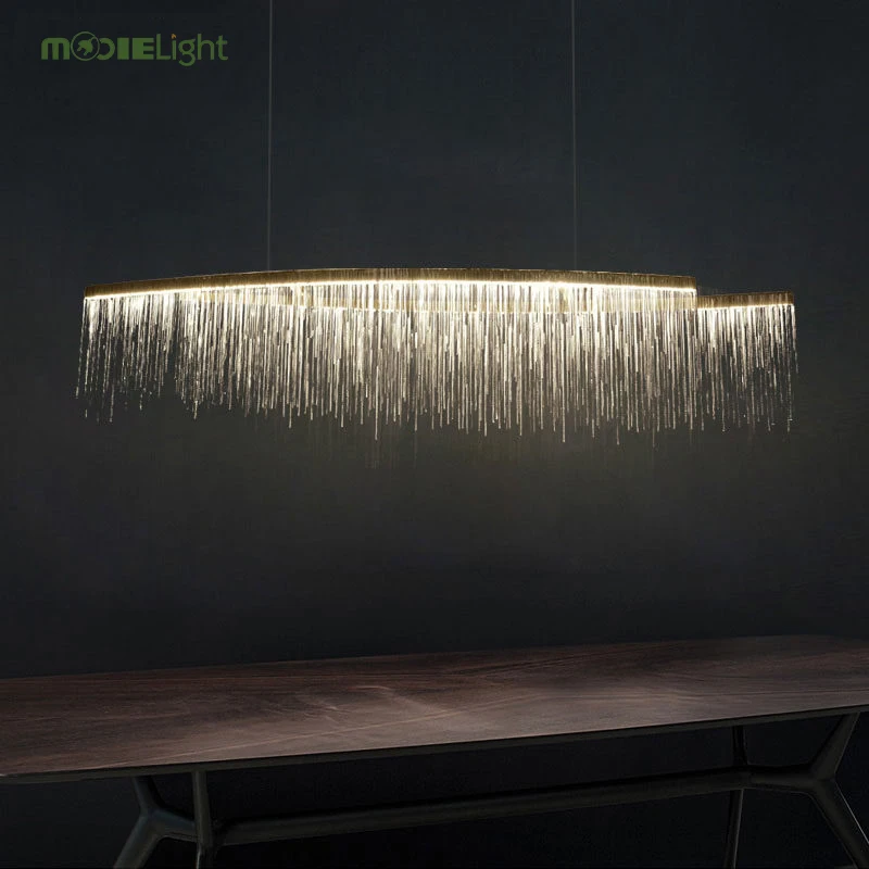 LED luxury tassel pendant lamp round aluminum chain pendant light ...