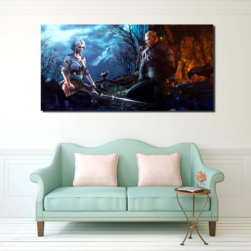 The Witcher 3 Main Menu Background Canvas Painting Prints Living Room ...
