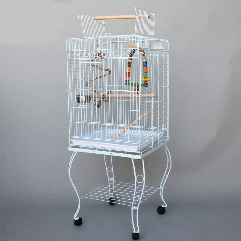 High-quality-Luxury-Iron-Metal-Flat-top-Large-Parrot-Cage-With-Stand ...