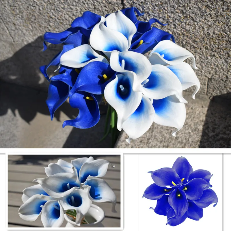 Bouquet de lys Calla bleu Royal, 10 tiges de fleurs de Cobalt, lys ...