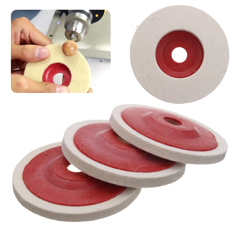 3PCS 4'' 100mm Wool Buffing Angle Wheel Grinder Felt Polishing Disc Pad ...