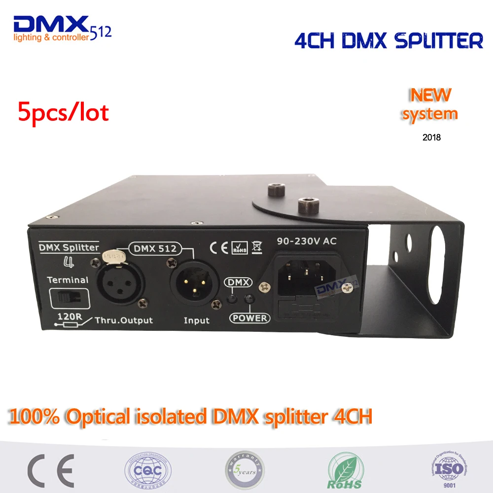 DHL Free Shipping 5pcs high quality Optical isolated DMX splitter 4CH ...