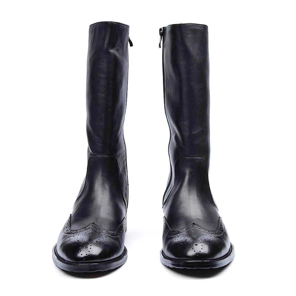 2017 Latest Men's Mid calf Boots Genuine Leather Zipper Opening Round ...