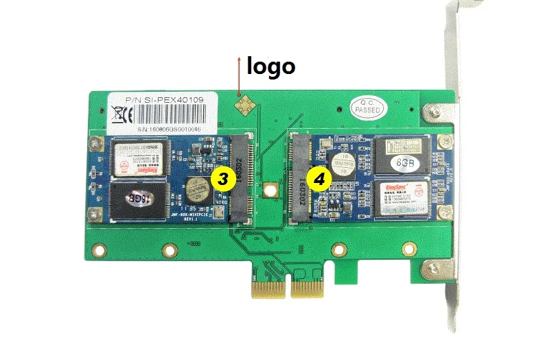 Адаптер IOCREST с 4 портами mSATA на PCI-e x2 с RAID PCI Express 2,0 на 4x mSATA Host adapter ...