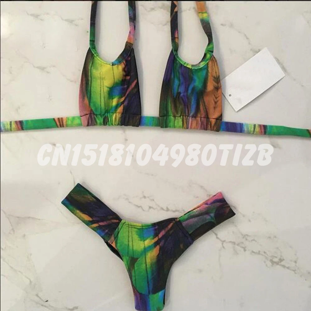 Hongfenyueding Swimsuit Micro Brazilian Bikini Print Thong Sexy