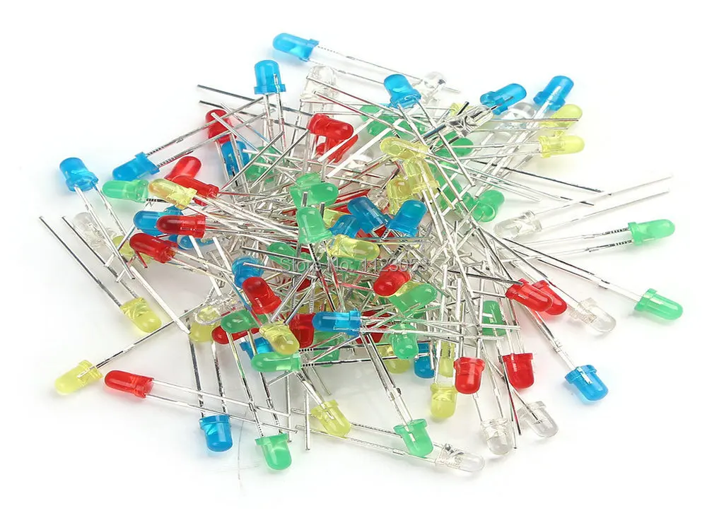 150pcs/pack 5mm LED Light Yellow Red Green Assortment Round led ...