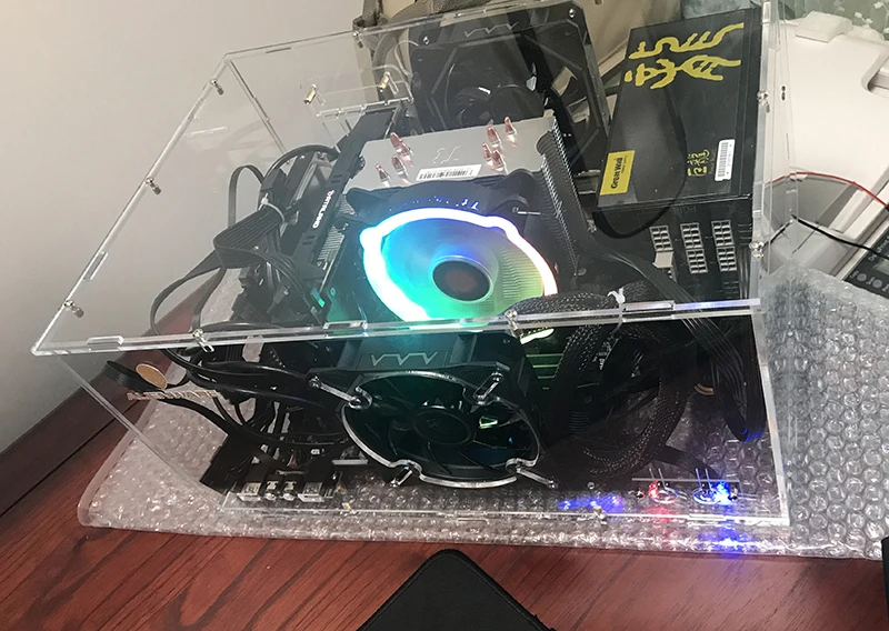 DIY อะคริลิคกรณีคอมพิวเตอร์โปร่งใส cooling Desktop แชสซีกล่อง PC rack ...