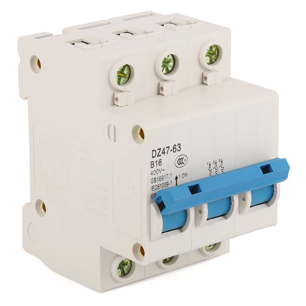 3 Pole MCB Circuit Breaker Fuse Type B Safety Switch 16Amp 400V 6000A ...