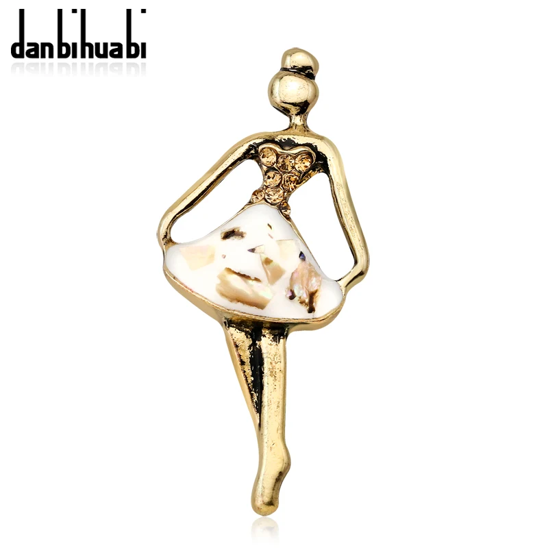 Fashionable Ballet Dancer Girl Rhinestone Brooch Pin Shells Girl Pins Dress Scarf Suit Lapel Pin