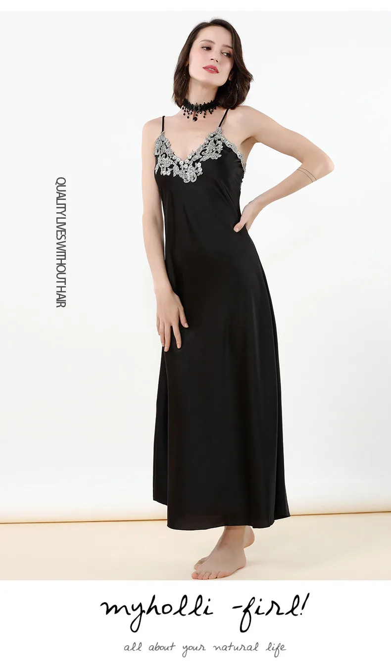 Beautiful Satin Floral Nightgown with Embroidery