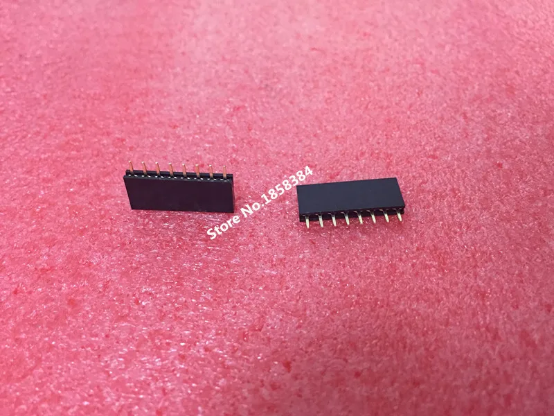 500PCS/lot 2.54mm 1X8 8Pin Gold plated Single Row Straight Female Pin ...