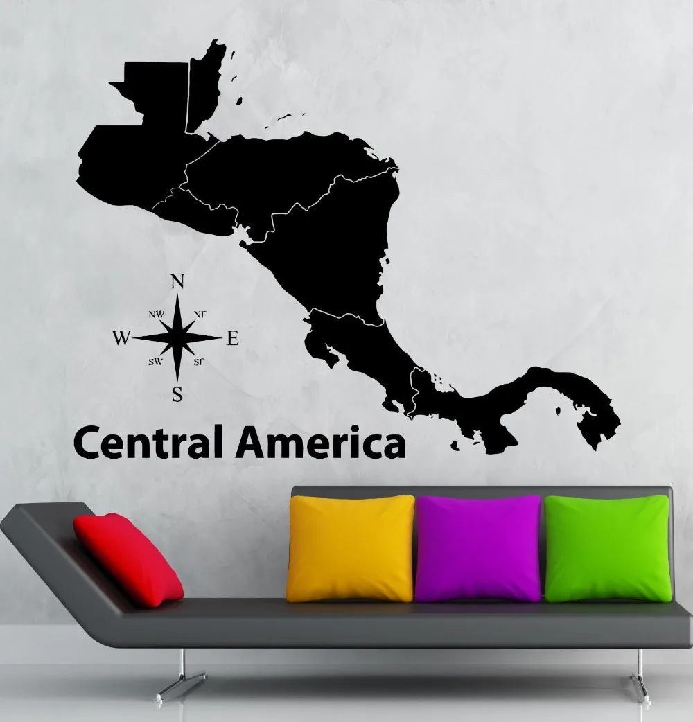 Central America Map Sticker Decal Muurstickers Posters Vinyl Wall ...