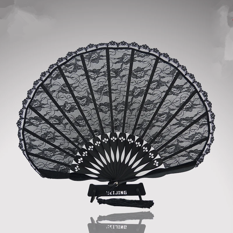 2016 New Spain Black Leques Ladies Folding Lace Hand Fans,Wholesale ...