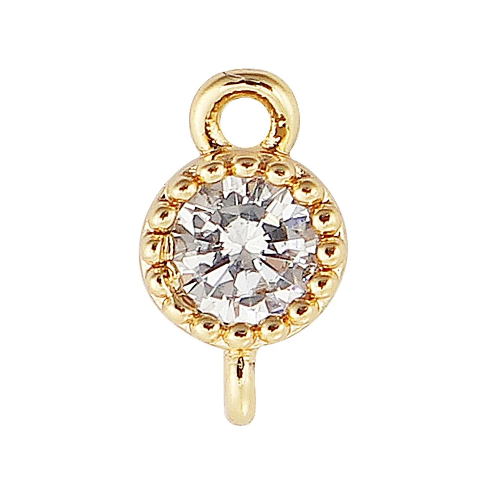 DoreenBeads медные соединители круглые 18K позолоченные прозрачные зеленые розовые стразы DIY ...