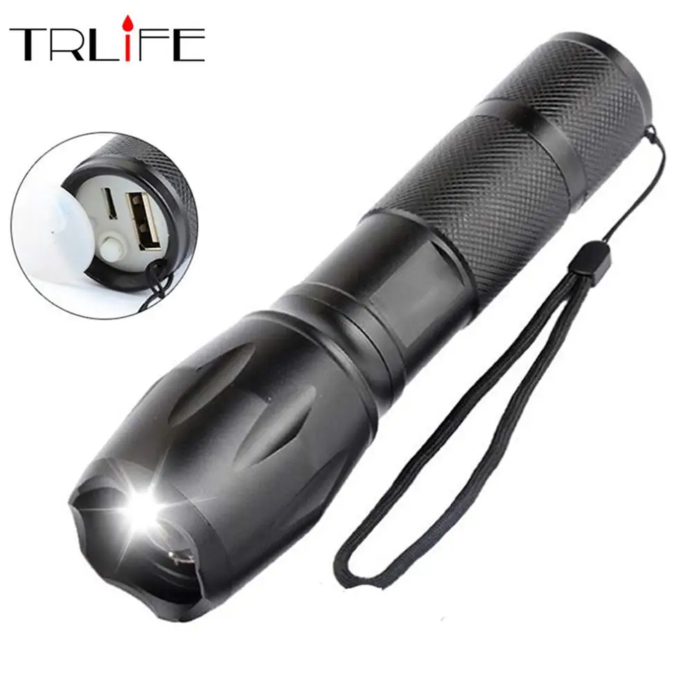 2018 Newest USB Flashlight 8000 Lumens Built*in 18650 Flashlights T6/L2 ...