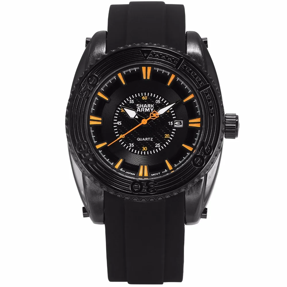 SHARK ARMY Orange Black Date Display Electroplate Case Rubber Band ...