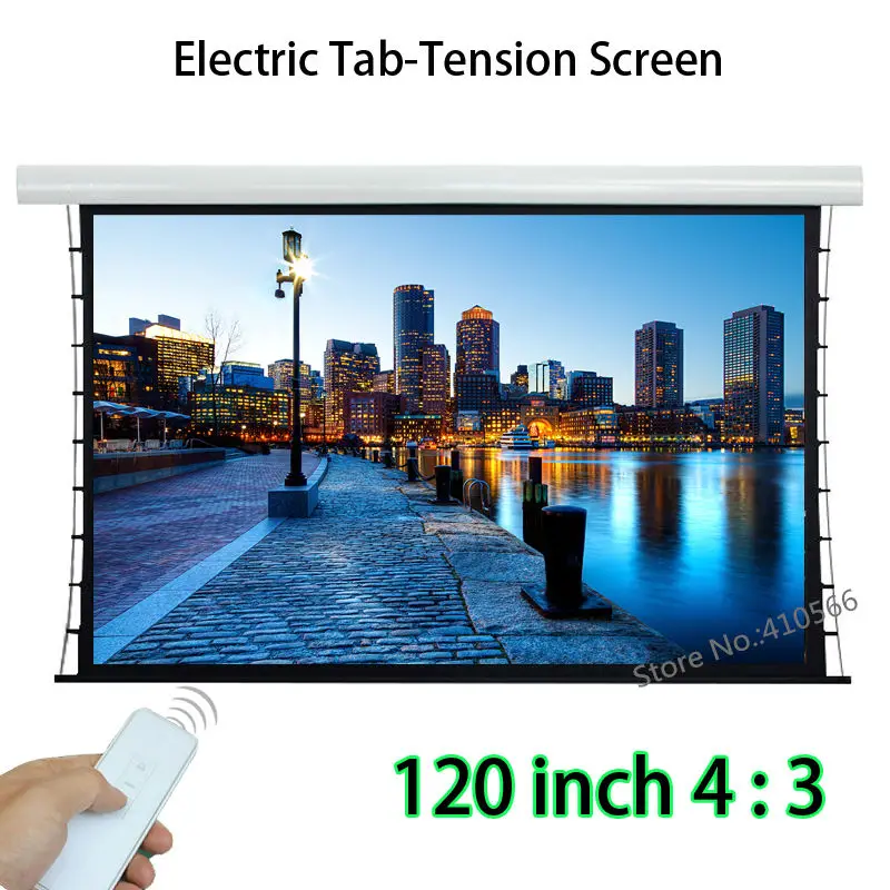3d 프로젝터 용 12 V 트리거 프로젝션 스크린이있는 3 개의 전동 탭 장력 스크린으로 Hd 120 인치 4screen Dryingscreen