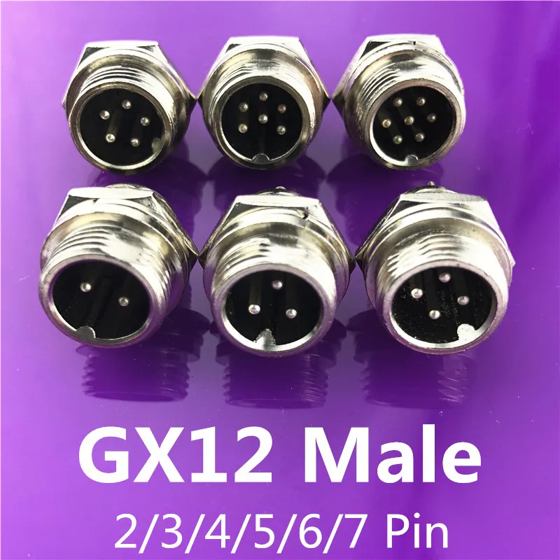 1pc GX12 2/3/4/5/6/7 Pin Male 12mm L116-121 Circular Aviation Socket Plug Wire Panel Connector ...
