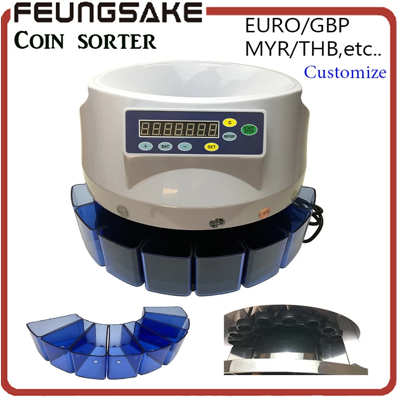 대부분의 국가를 위한 전자 동전 분류기 SE 800 동전 세는 기계 유로 gbp myr thb 등, 동전 분류 ...