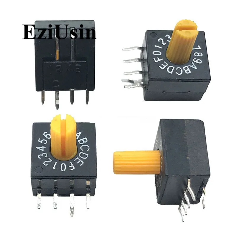 0-f 16 Rotary Coding Knob Switch Dip 5pins 8421c 7mm Shank 4:1 Pcb ...
