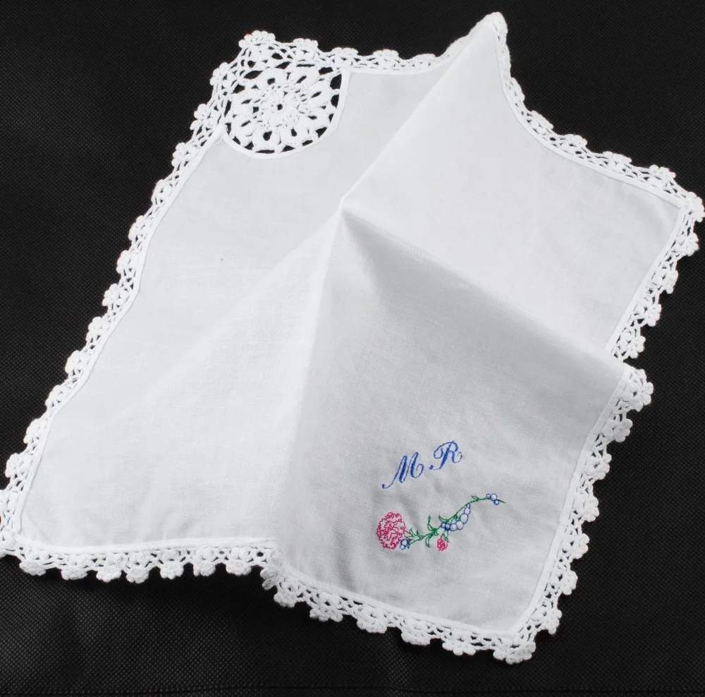 Lace Decoration Personalized Custom Embroidered hanky pocket squares ...