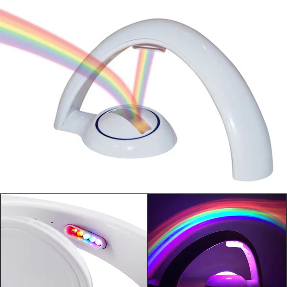 Novelty LED Colorful Rainbow Night Light Romantic Sky Rainbow Projector ...