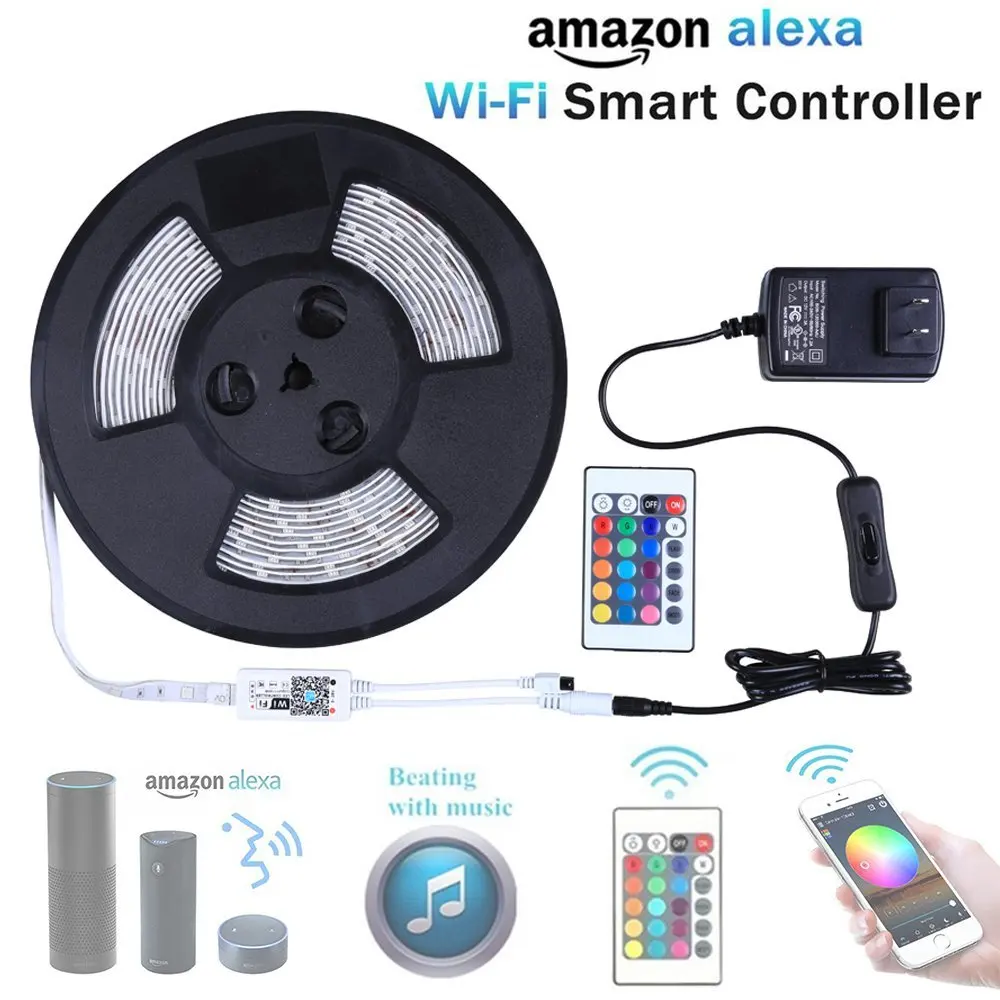 WiFi LED Light Strip Music Sync Remote Controlled by Alexa Echo Android ...
