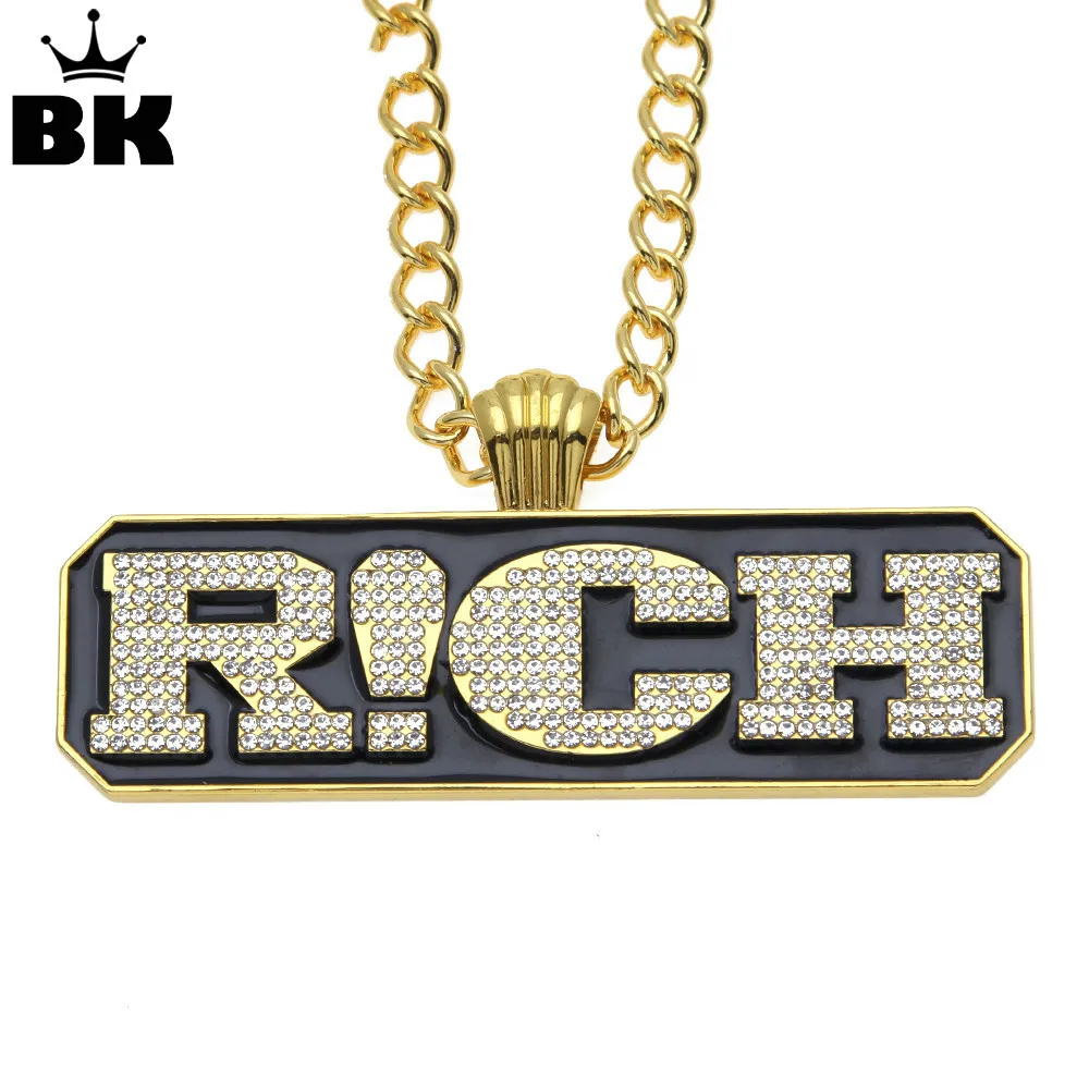 New Arrival Cool Letter Rich Pendant Necklace Hip Hop Bling Rap Fashion ...