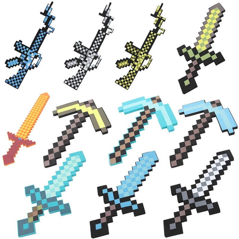 Minecraft Toys Pick Axe Machine Sword Model Toys Minecraft Game Props ...
